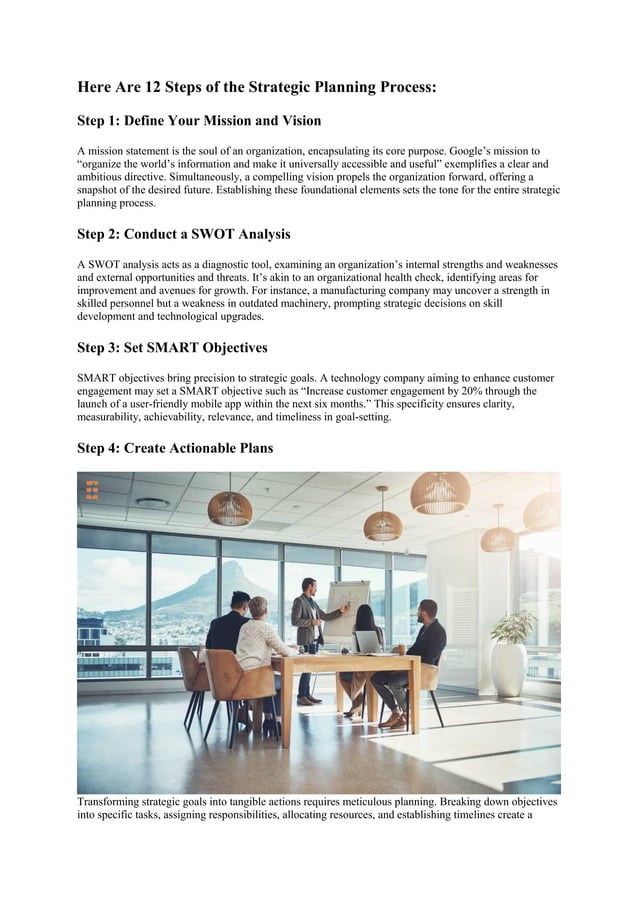 Navigating Success: 14 Steps of the Strategic Planning Process | PDF