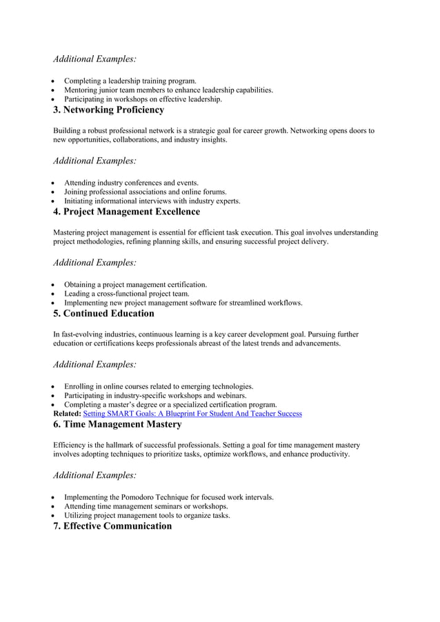 10 Best Examples of Career Development Goals | Future Education Magazine | PDF | Career Planning ...