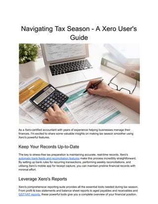 Navigating Tax Season - A Xero User's Guide | PDF
