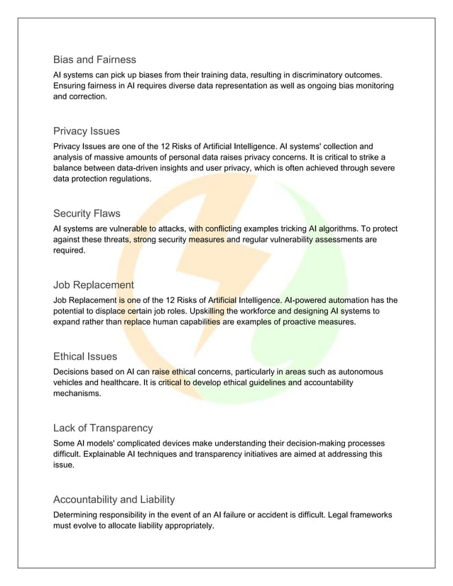 Navigating the 12 Risks of Artificial Intelligence - oragetechnologies ...