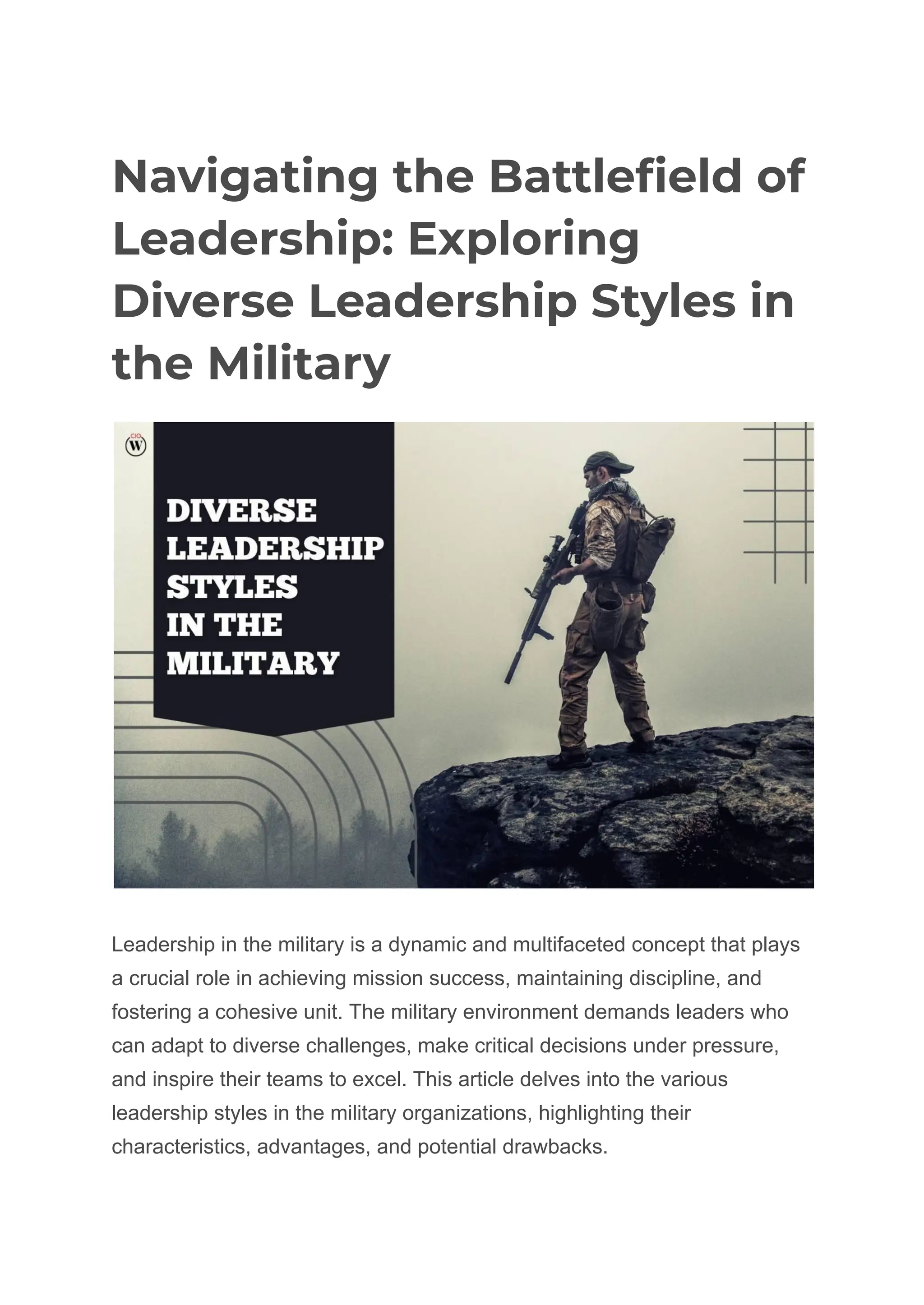Navigating the Battlefield of Leadership_ Exploring Diverse Leadership ...