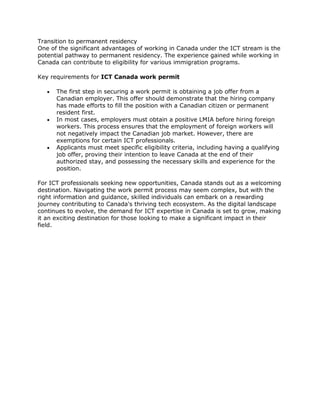 Navigating the Canadian work permit process for ICT professionals | PDF