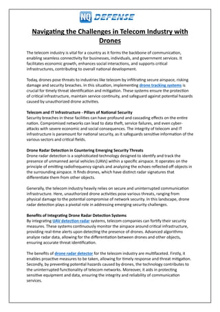 Navigating the Challenges in Telecom Industry with Drones | PDF