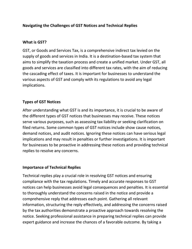 Navigating the Challenges of GST Notices and Technical Replies.pdf