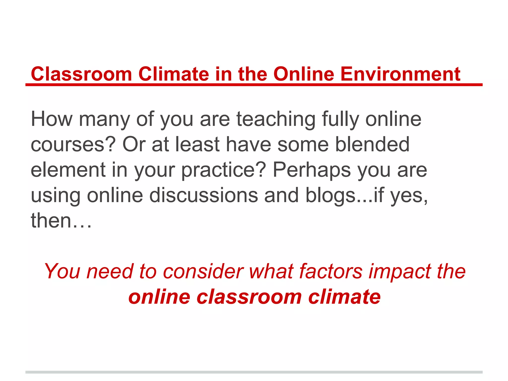 Navigating the complexity of the classroom climate | PPTX