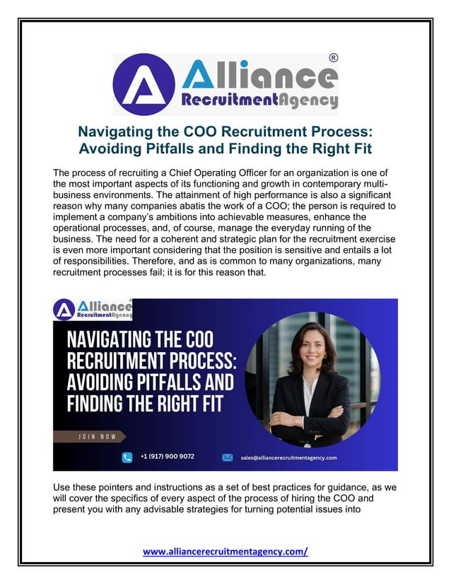 Navigating the COO Recruitment Process Avoiding Pitfalls and Finding ...