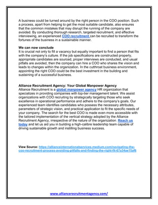 Navigating the COO Recruitment Process Avoiding Pitfalls and Finding ...