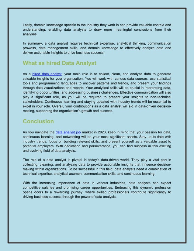 Navigating the Data Analyst Job Market in 2023- A Comprehensive Guide | PDF