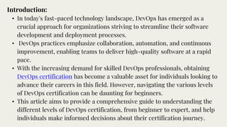 Navigating the Different Levels of DevOps Certification Beginner to ...