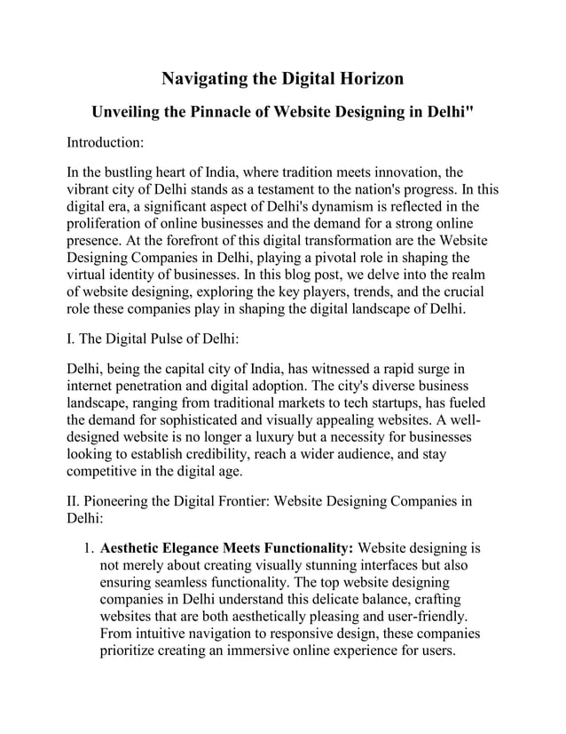 Navigating the Digital Horizon.pdf | Web Design and HTML | Internet