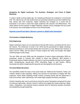 Navigating the Digital Landscape_ The Evolution, Strategies, and Future ...