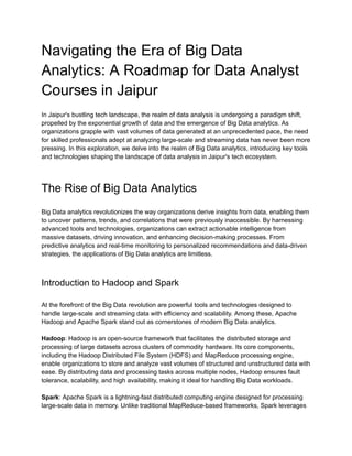 Navigating the Era of Big Data Analytics: A Roadmap for Data Analyst Courses in Jaipur | PDF ...