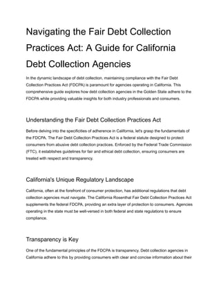 Mastering FDCPA Compliance: A Comprehensive Guide for California Debt ...