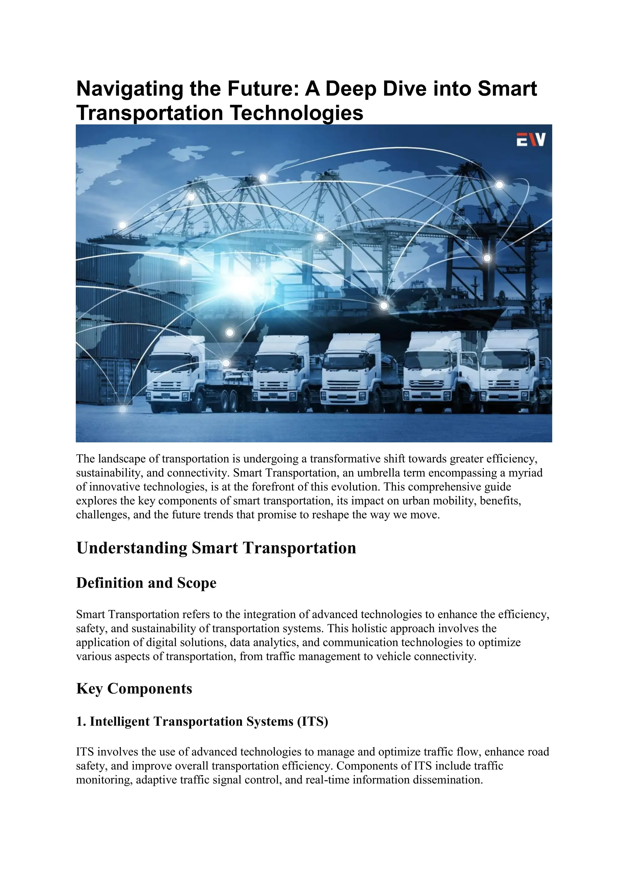 Smart Transportation Technologies: Definition, Benefits, And Impact ...