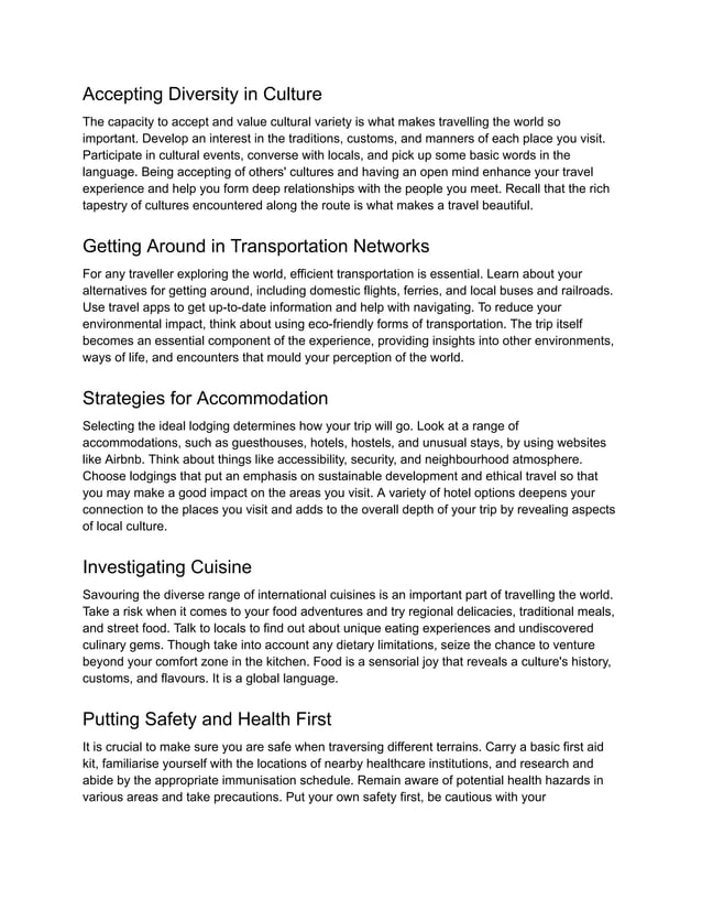 World travel guide | PDF | Travel Preparation and Advice | Travel