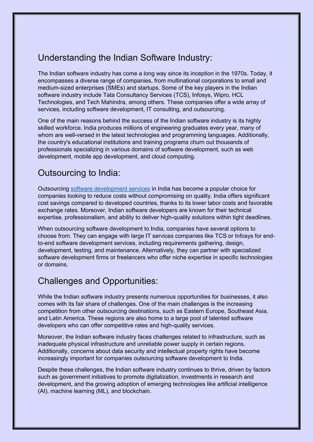 Navigating the Indian Software Development Landscape A Comprehensive ...