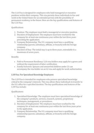 Navigating the L1 Visa Process: What You Need to Know | PDF