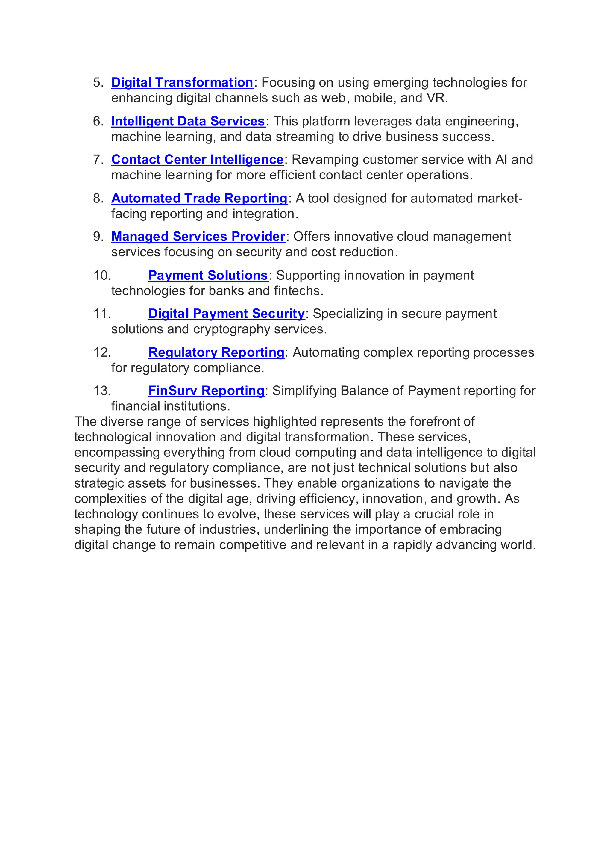 Navigating the Landscape of Technological Innovation and Services | PDF