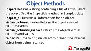 Design Summit - Navigating the ManageIQ Object Model - Brad Ascar | PDF ...