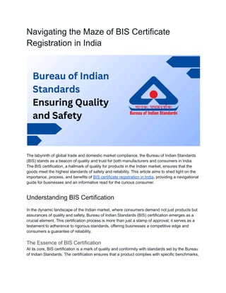 Navigating the Maze of BIS Certificate Registration in India.pdf