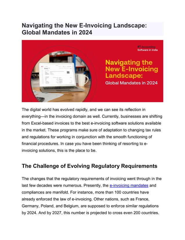 Navigating the New E-Invoicing Landscape: Global Mandates in 2024 | PDF