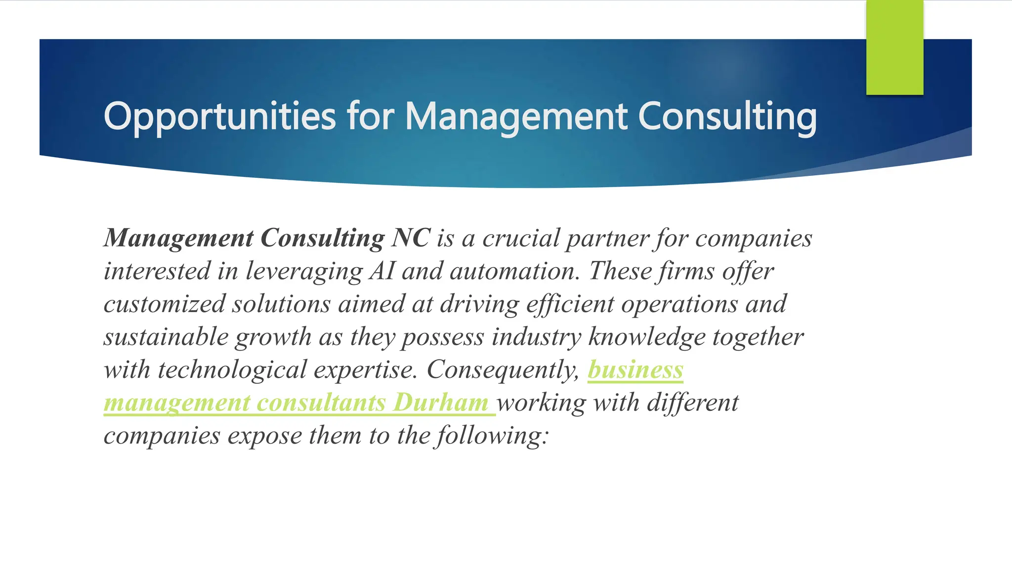 Navigating the New Era: AI and Automation in Management Consulting | PPT