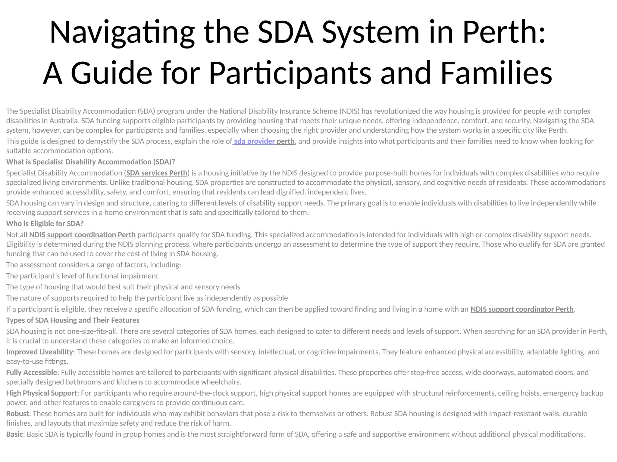 Navigating the SDA System in Perth A Guide for Participants and ...