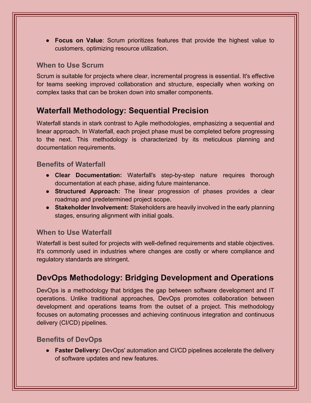 Navigating The World Of Software Development Methodologies Pdf