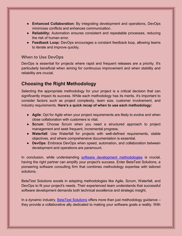 Navigating The World Of Software Development Methodologies Pdf 