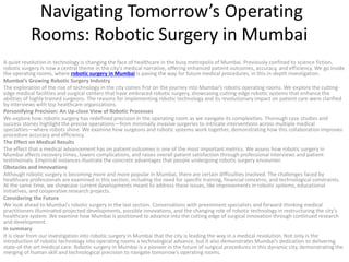 Navigating Tomorrow’s Operating Rooms Robotic Surgery in Mumbai .pptx