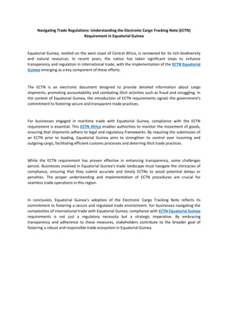Navigating Trade Regulations: Understanding the Electronic Cargo Tracking Note (ECTN ...