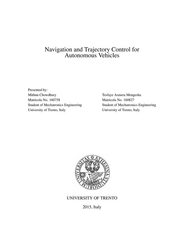 Navigation and Trajectory Control for Autonomous Robot/Vehicle ...