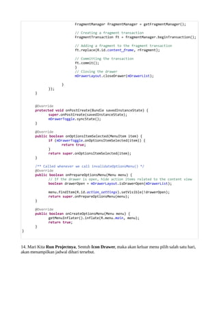 Android Sliding Menu dengan Navigation Drawer | PDF | Operating Systems | Computer Software and ...