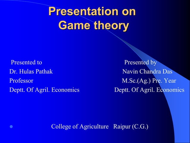 game THEORY ppt | PPT | Board Games and Puzzles | Games and Puzzles