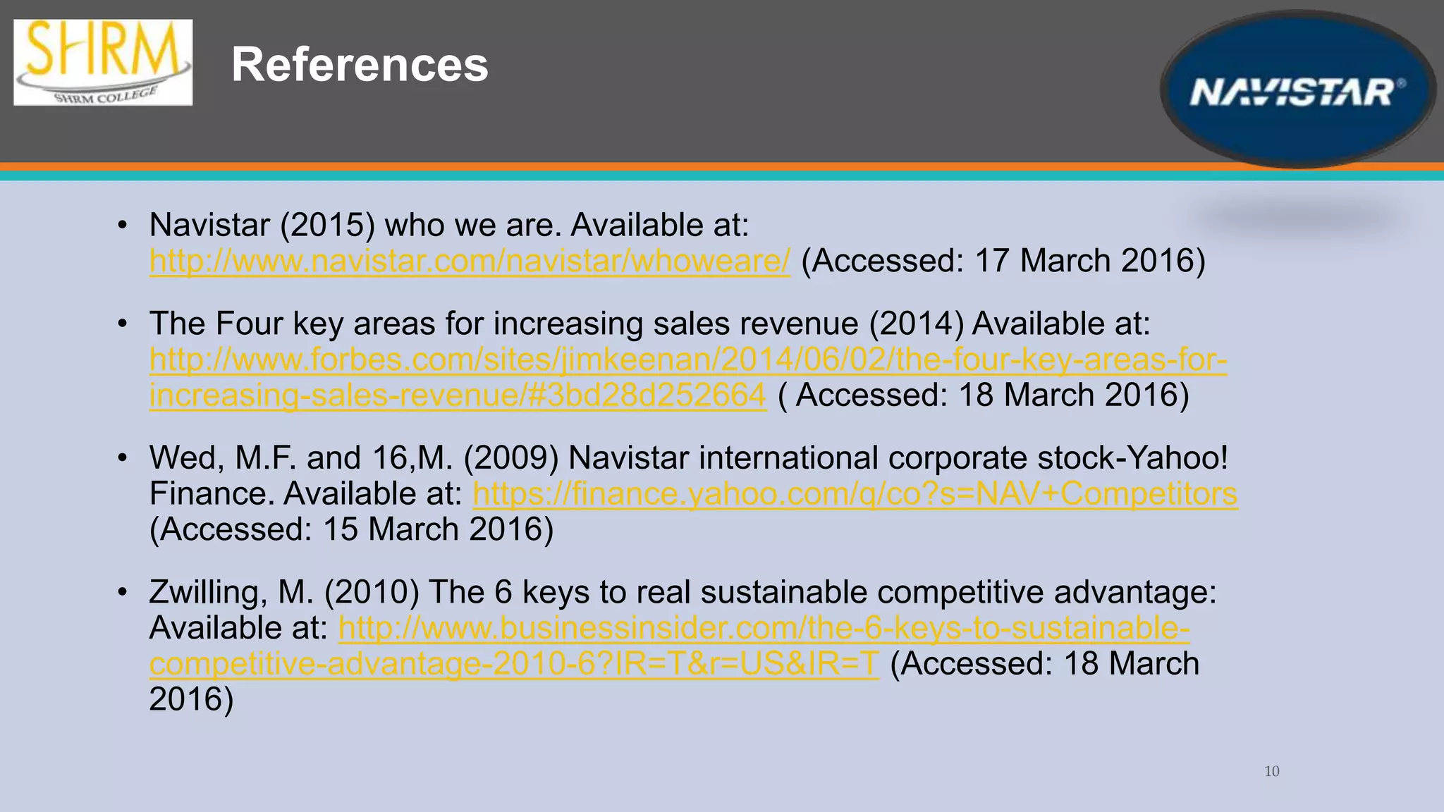 Strategic Management - Navistar | PPTX