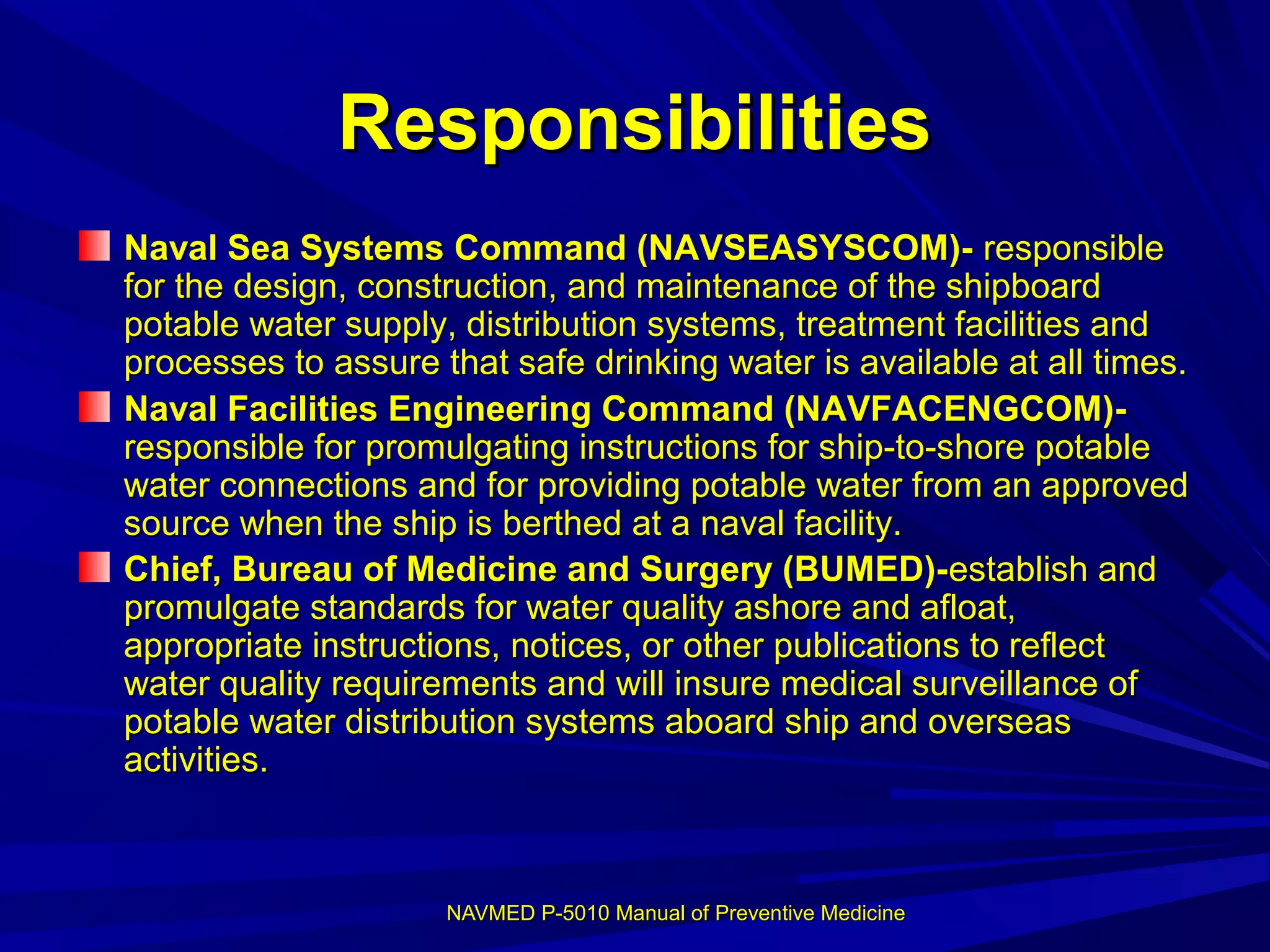 NAVMED P-5010, Manual of the Naval Preventive Medicine, Chapter 6 | PPT