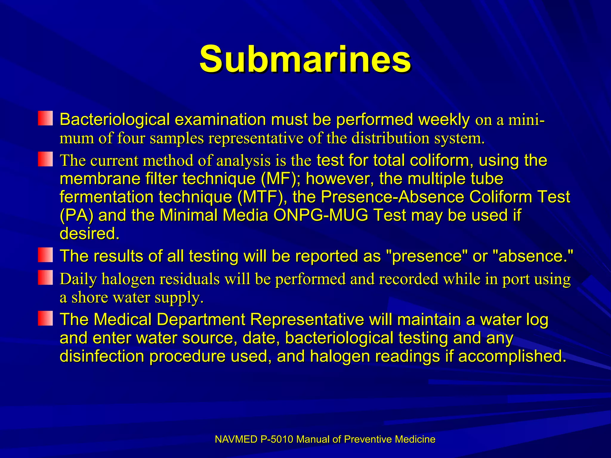 NAVMED P-5010, Manual of the Naval Preventive Medicine, Chapter 6 | PPT