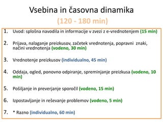 Navodila e-vrednotenje (seznanitev, matematika) | PPT