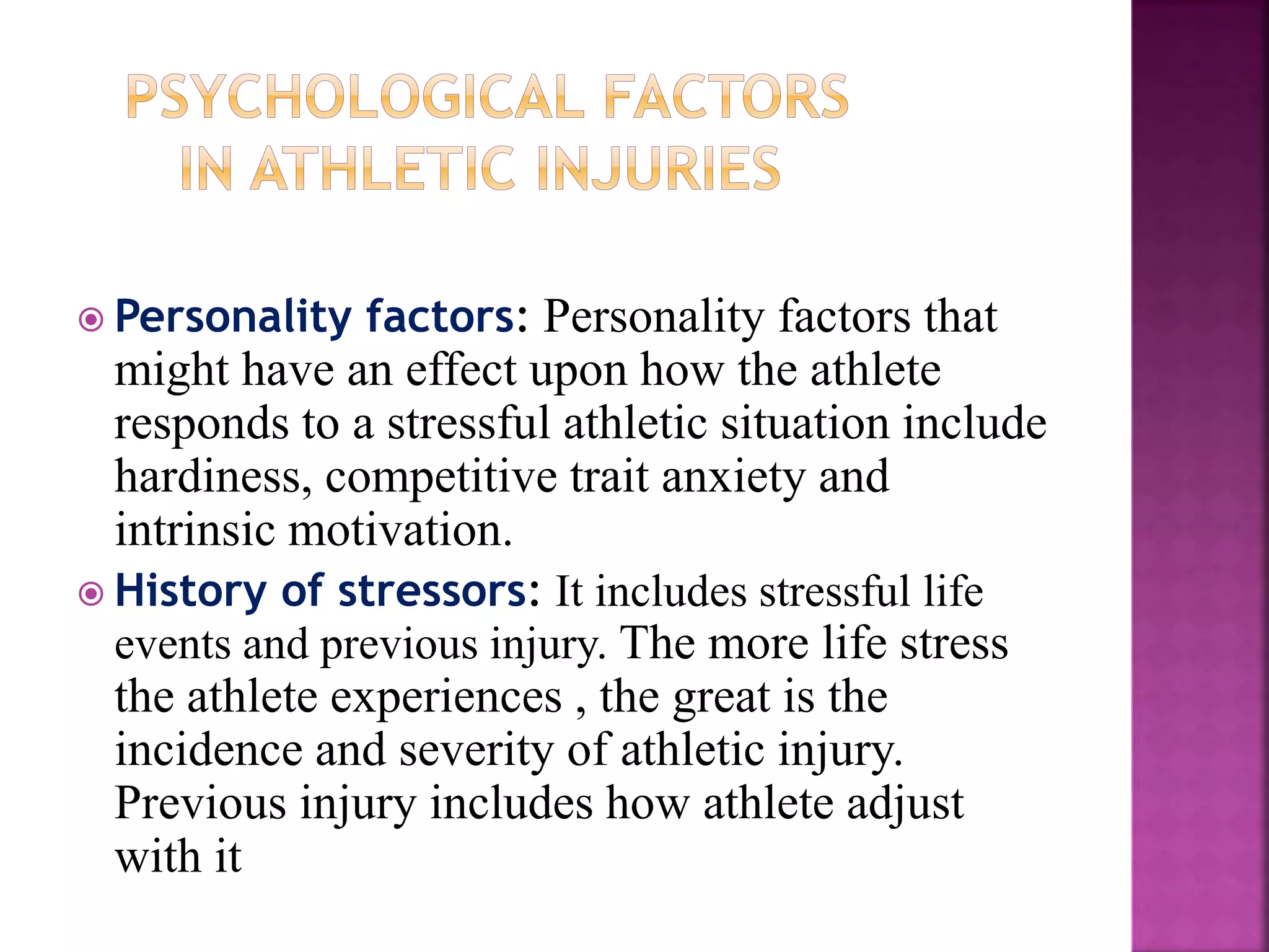 Role of psychology in dealing with sports injury | PPTX