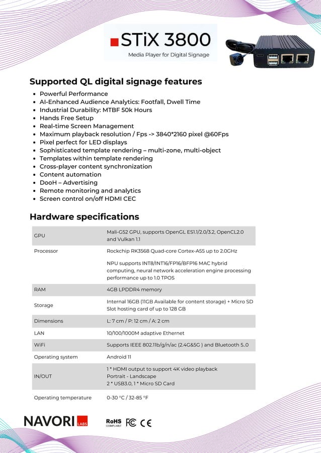 Massime Prestazioni con il Player Digital Signage Navori Stix3800 | PDF | Computing | Technology ...