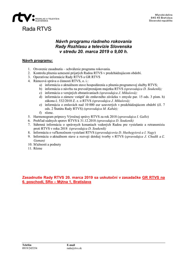 Navrh programu rada_rtvs_190320.g_r_ew | PDF