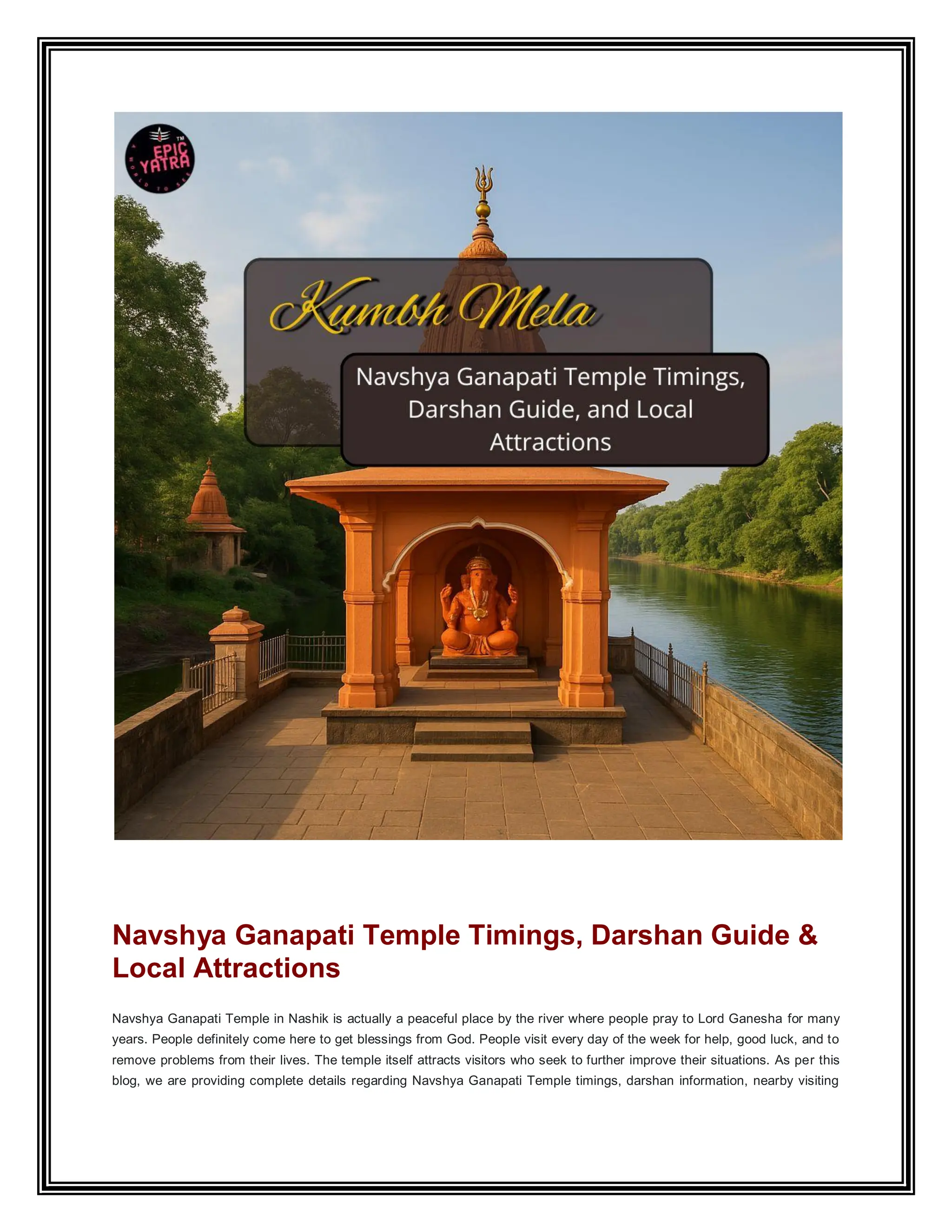 Navshya Ganapati Temple Timings, Darshan Guide, and Local Attractions | PDF