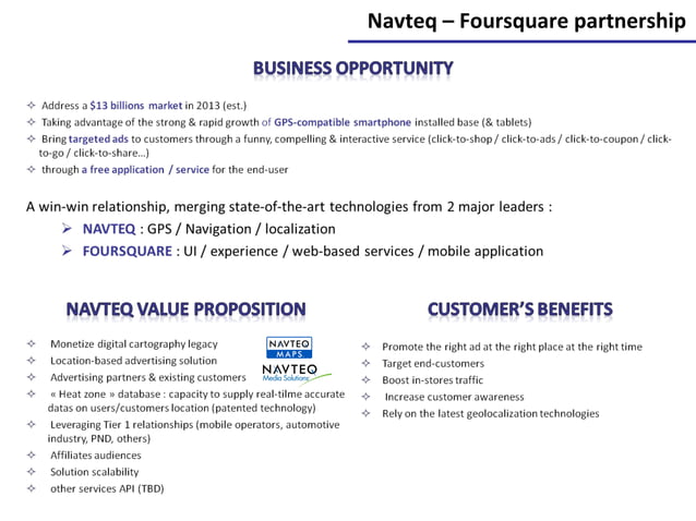 Navteq-Foursquare synergy business case | PPT
