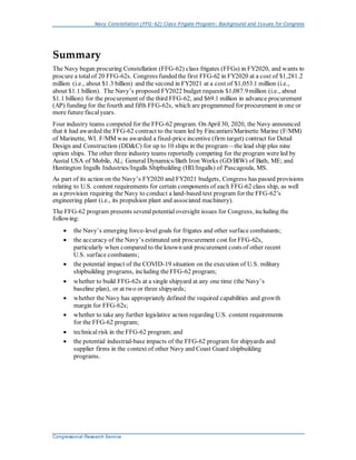 Navy Constellation Class Frigate Program Background & Issues | PDF