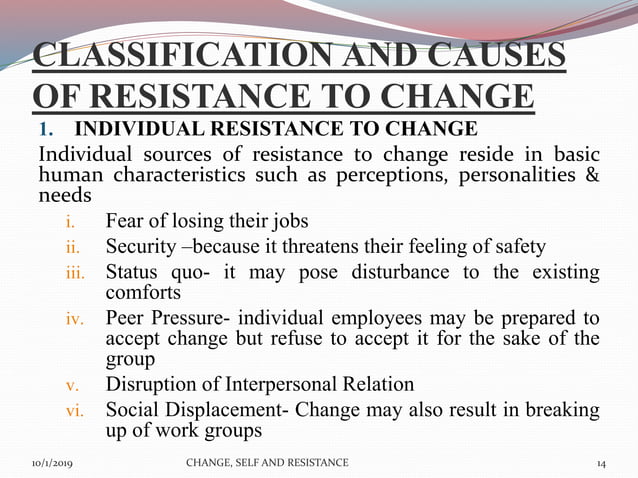 CHANGE, RESISTANCE TO CHANGE, OVERCOME RESISTANCE TO CHANGE | PPTX