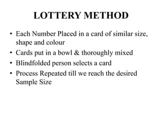 SAMPLING ; SAMPLING TECHNIQUES – RANDOM SAMPLING (SIMPLE RANDOM ...