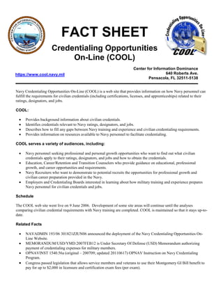 Navy cool fact sheet | PDF