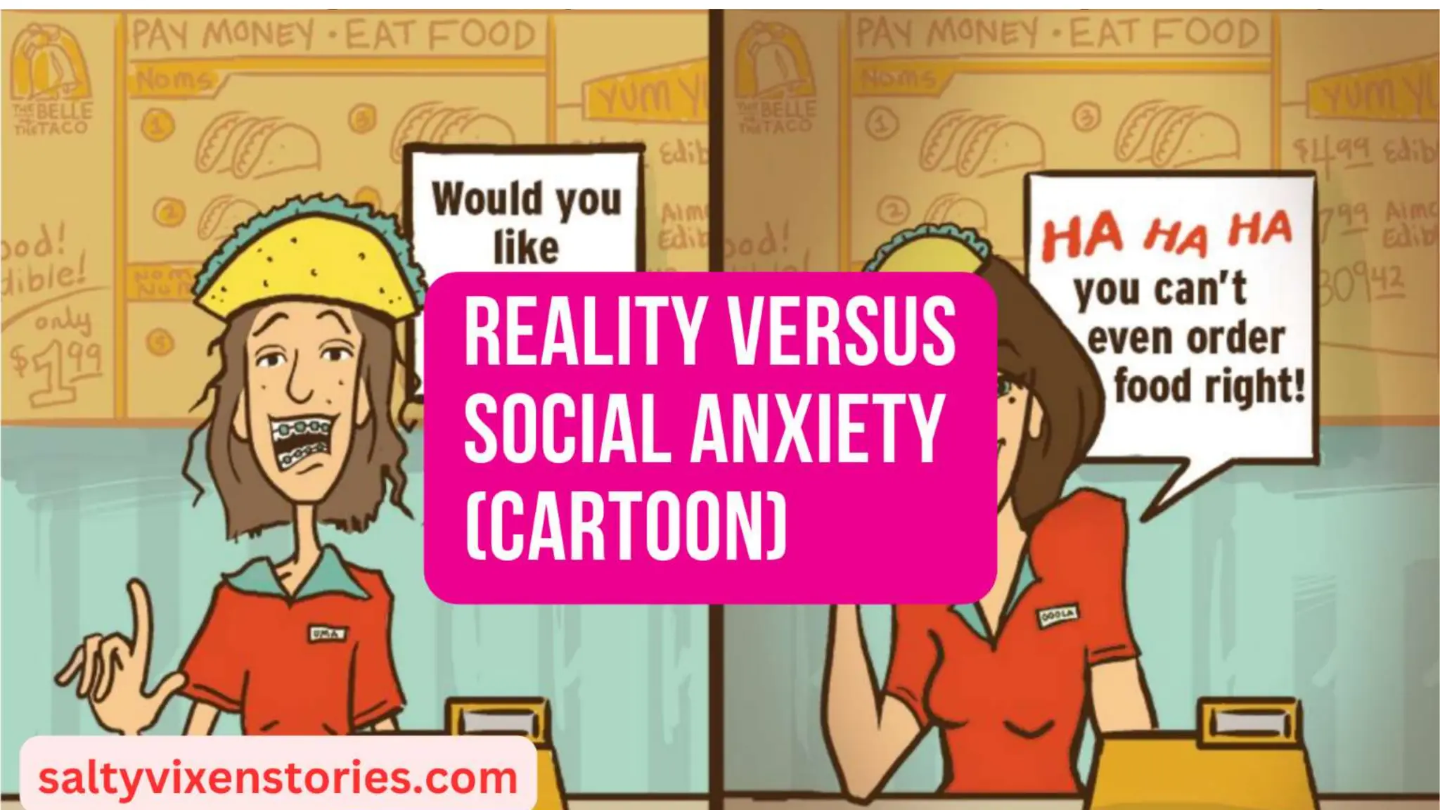Reality Versus Social Anxiety (Cartoon) | PPTX