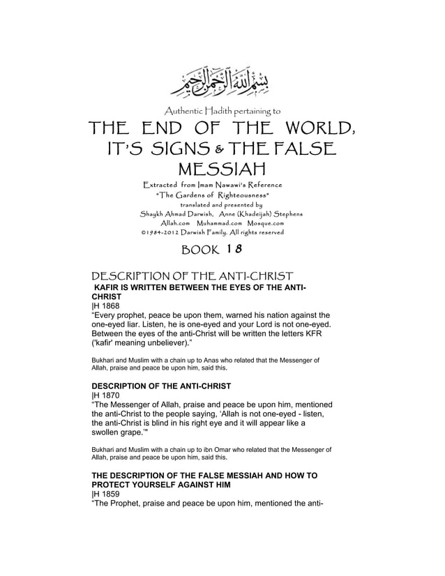 Nawawi 18-end-of-world-&-false-messiah | PDF