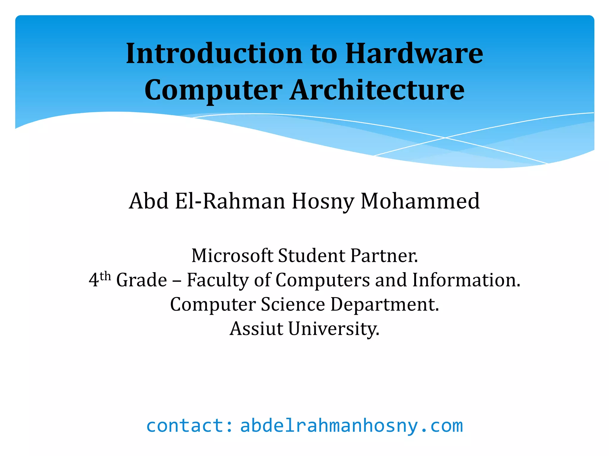10 Introduction To Hardware Computer Architecture Pptx Computing